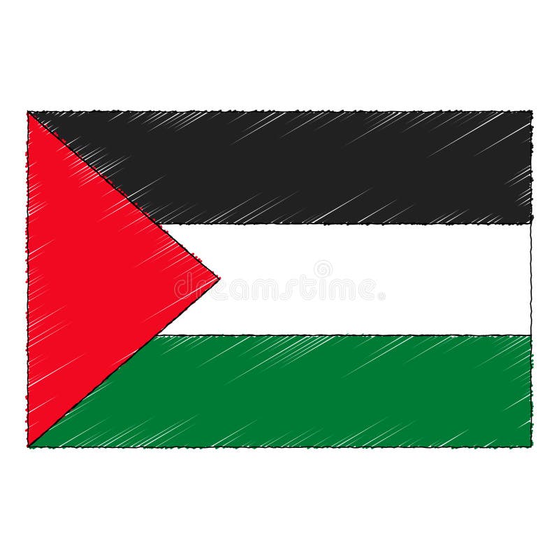 Hand Drawn Sketch Flag of Palestine. Doodle Style Icon Stock Vector ...