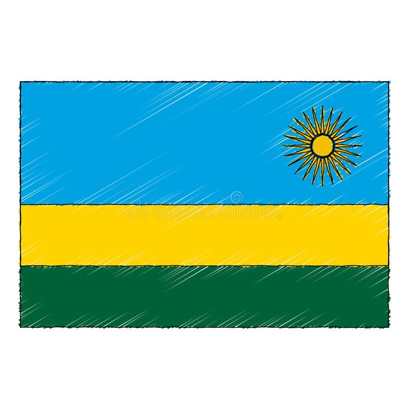 Hand Drawn Sketch Flag of Rwanda. Doodle Style Icon Stock Vector ...
