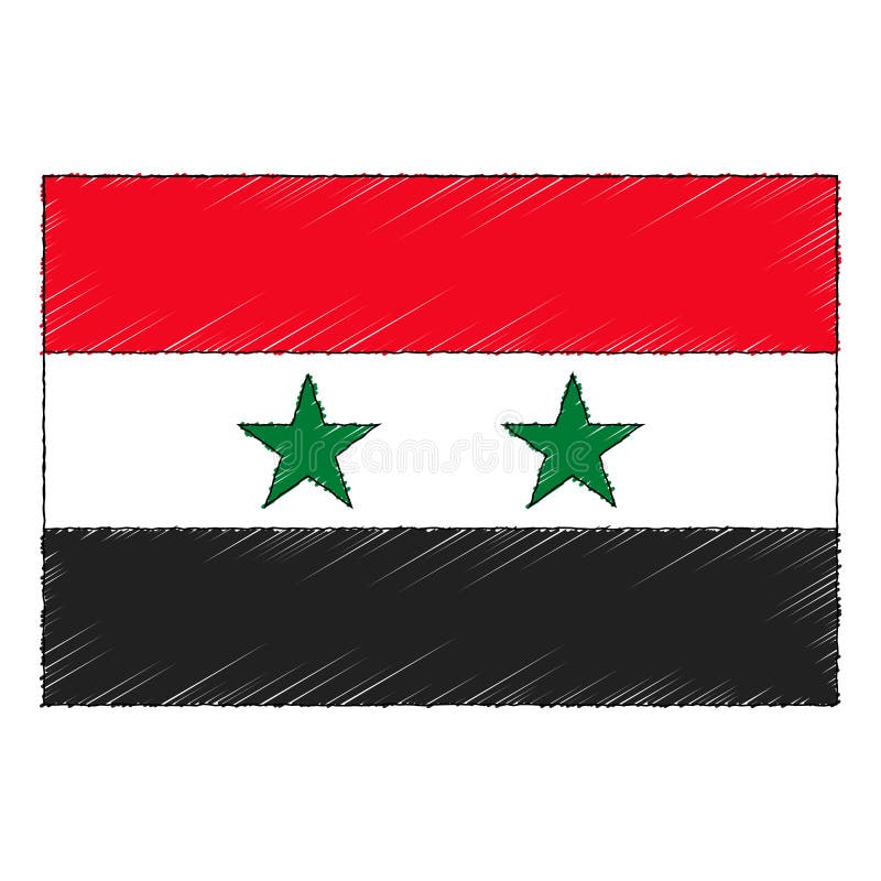 Hand Drawn Sketch Flag of Syria. Doodle Style Icon Stock Vector ...
