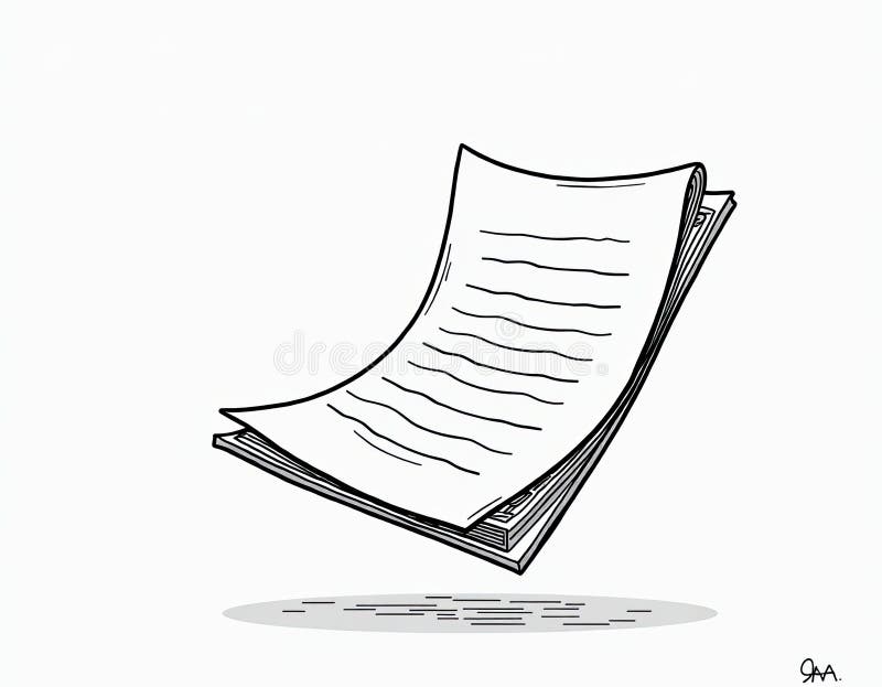 Hand-drawn Sketch of Flying Papers - Document Illustration Stock ...