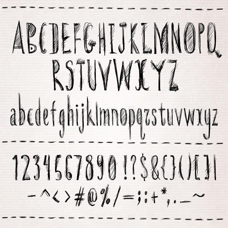Hand Drawn Sketch Font. in White Stock Vector - Illustration of ...
