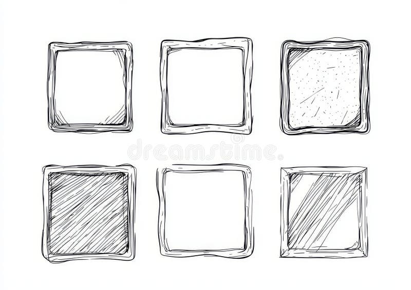 Simple Doodle Rectangle Pencil Frame Border Shape Ai Stock Photos ...