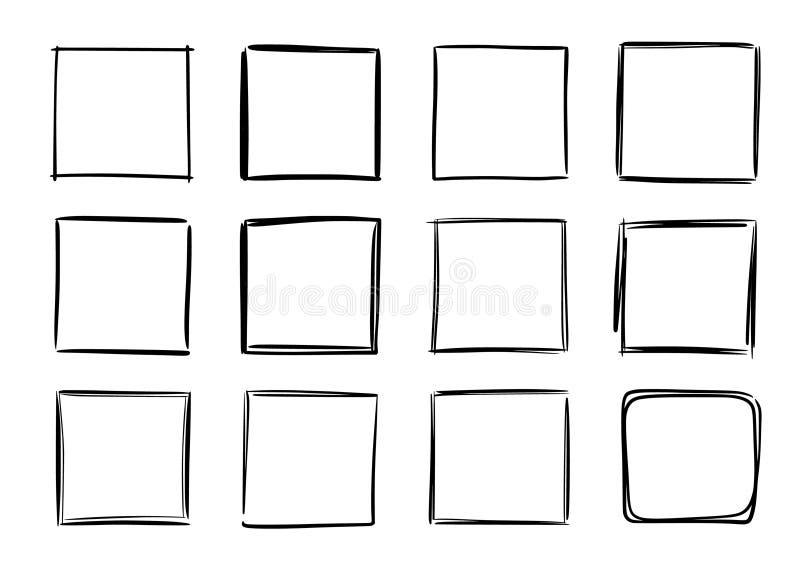 Doodle Rectangle and Oval Looped Frame. Hand Drawn Scalloped Edge ...