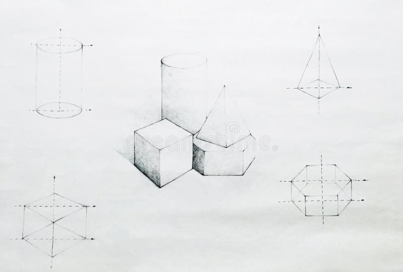 Hand Drawn Sketch of Geometric Shapes Set Stock Illustration ...