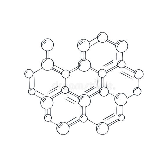Hand Drawn Sketch of a Hexagonal Molecular Structure with Atomic Bonds ...