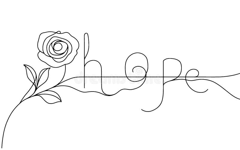 Hand Drawn Sketch of HOPE. Continuous Lines Cursive Script Hope Text ...