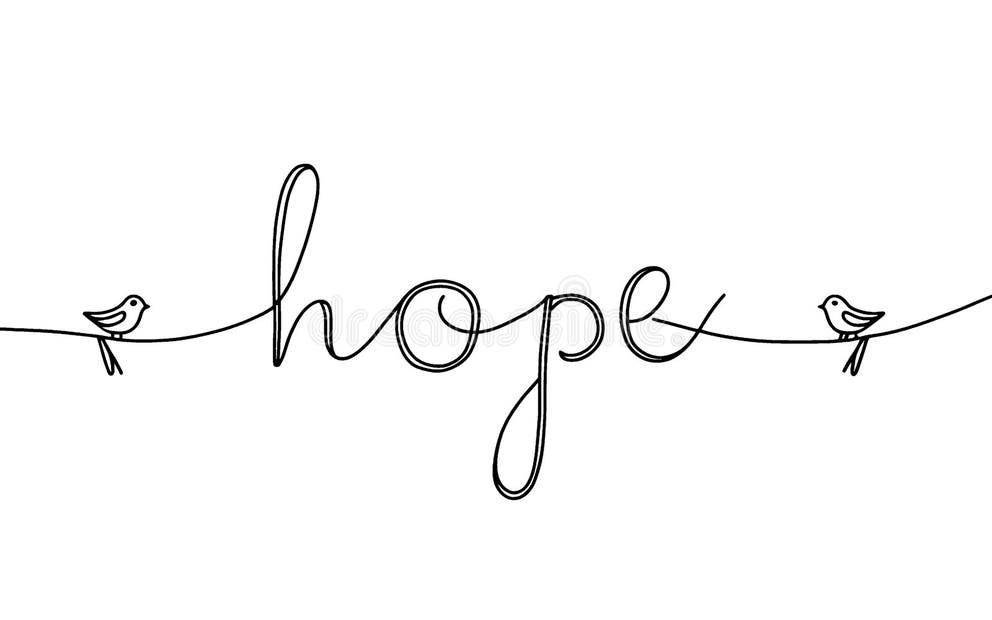 Hand Drawn Sketch of HOPE. Continuous Lines Cursive Script Hope Text ...