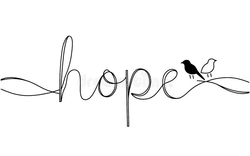Hand Drawn Sketch of HOPE. Continuous Lines Cursive Script Hope Text ...
