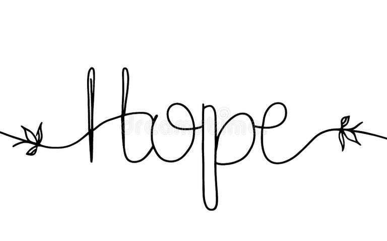 Hand Drawn Sketch of HOPE. Continuous Lines Cursive Script Hope Text ...
