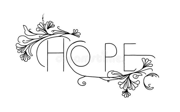 Hand Drawn Sketch of HOPE. Continuous Lines Cursive Script Hope Text ...