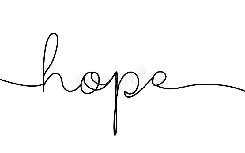 Hand Drawn Sketch of HOPE. Continuous Lines Cursive Script Hope Text ...