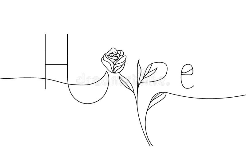 Hand Drawn Sketch of HOPE. Continuous Lines Cursive Script Hope Text ...