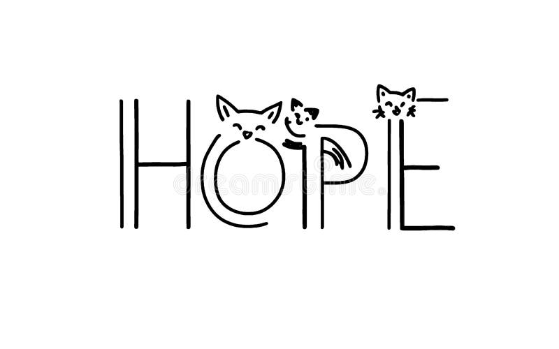 Hand Drawn Sketch of HOPE. Continuous Lines Cursive Script Hope Text ...