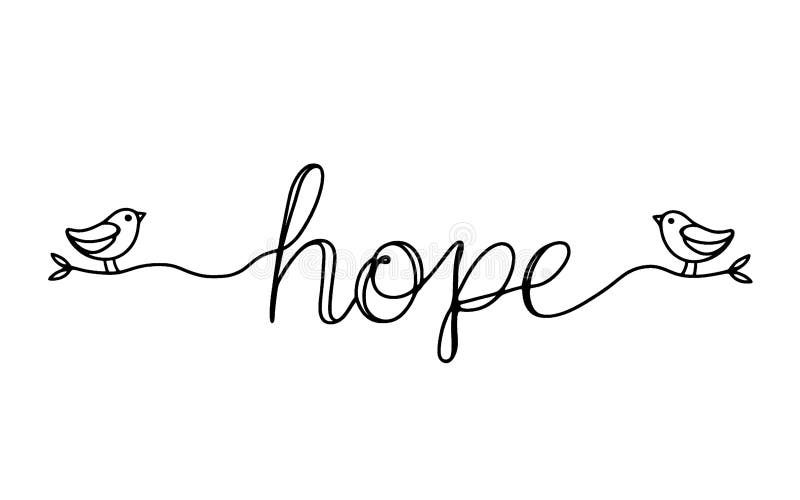 Hand Drawn Sketch of HOPE. Continuous Lines Cursive Script Hope Text ...