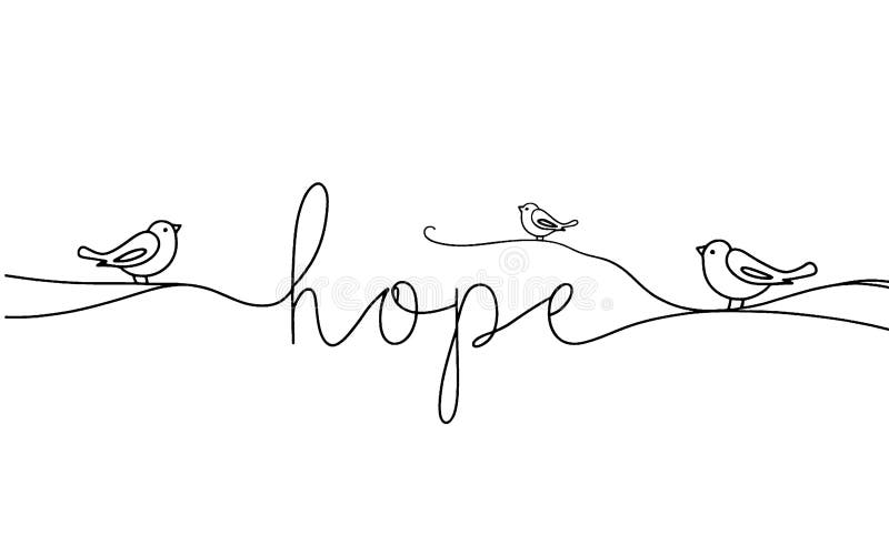 Hand Drawn Sketch of HOPE. Continuous Lines Cursive Script Hope Text ...