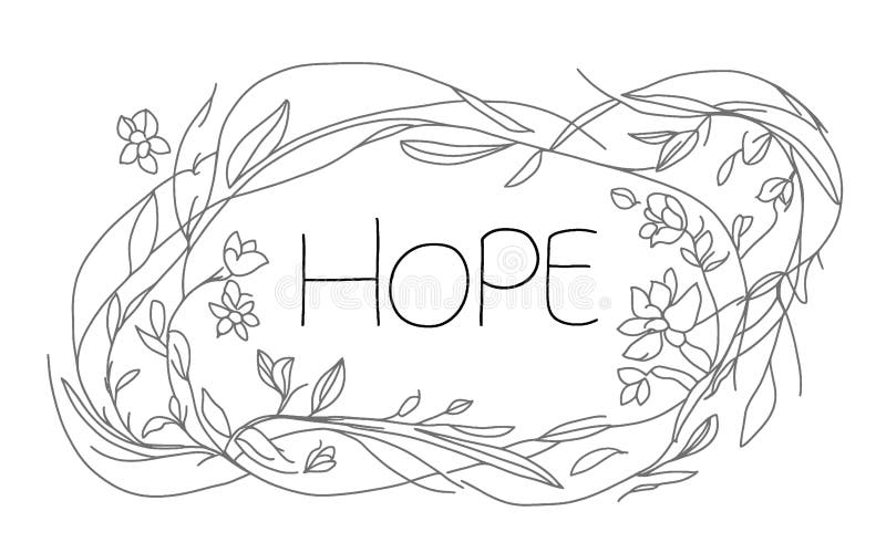 Hand Drawn Sketch of HOPE. Continuous Lines Cursive Script Hope Text ...