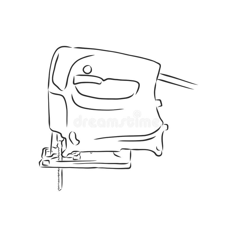 Hand Drawn Sketch Illustration of Electric Jig Saw Vector. Electric ...