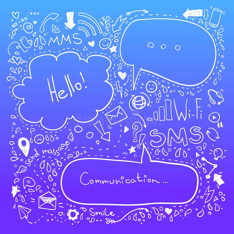 Hand Drawn Sketch Illustration - Speech Bubbles. Communication. Stock ...