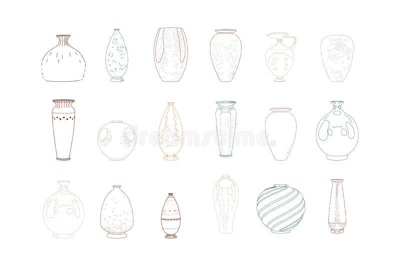Set of vase vector sketch stock vector. Illustration of clay - 248307806