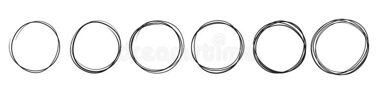 Hand Drawn Sketch Lines, Round Scribble Frames, Vector Pencil Doodle Highlights Stock Vector ...