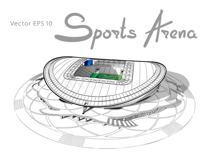 Sketch of the Main Stadium in Kazan. Stock Vector - Illustration of ...