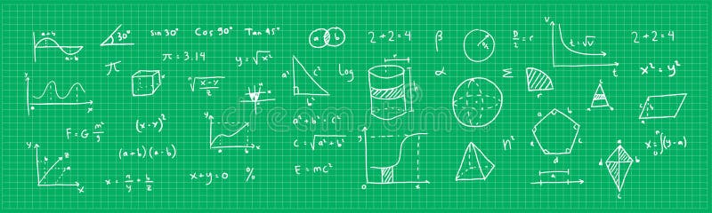 Hand Drawn Sketch Math Note. Math Symbols Doodle Notebook Page ...