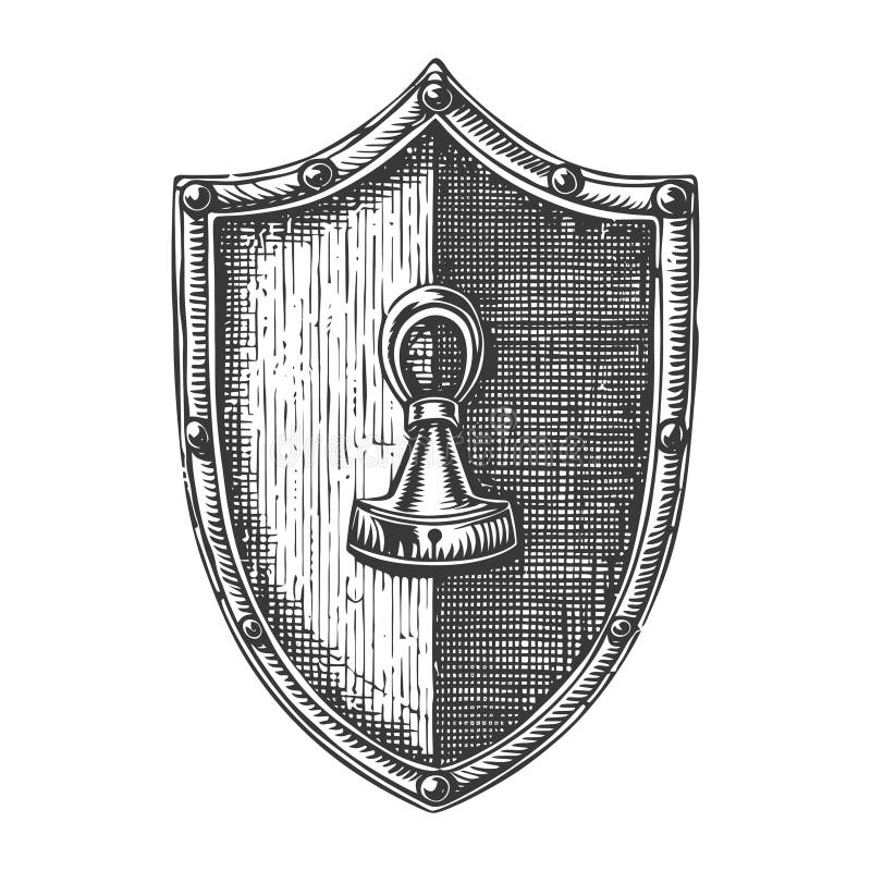 Medieval Shield with Pawn: a Symbol of Defense and Strategy Stock ...