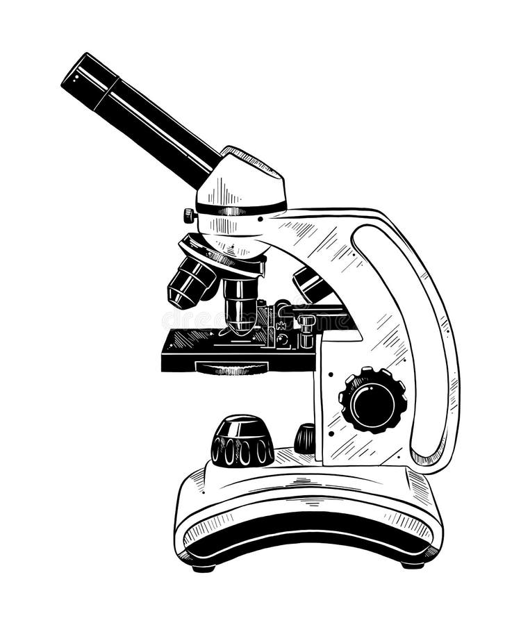 Microscope hand drawn stock illustration. Illustration of equipment ...