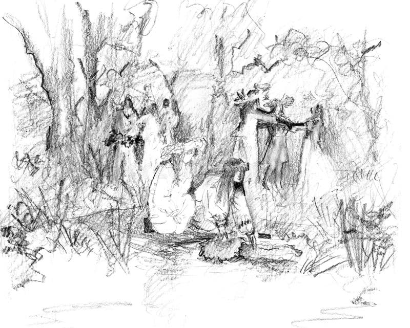 Hand Drawn Sketch of Midsummer Celebrations Stock Illustration ...