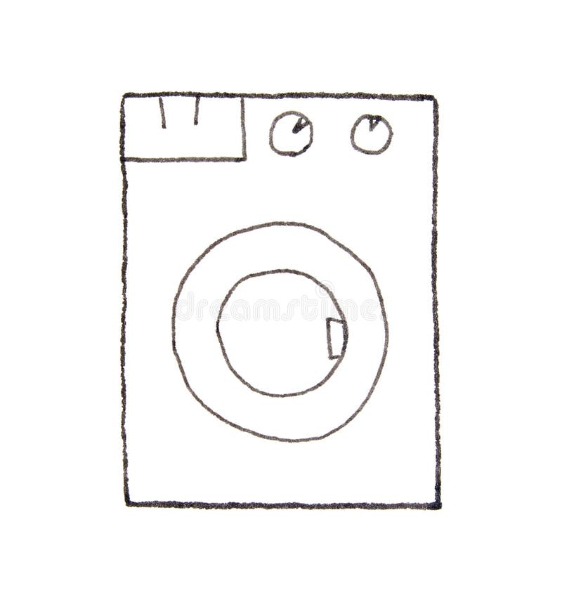 Hand-drawn Sketch of a Minimalistic Washing Machine with Simple Lines ...
