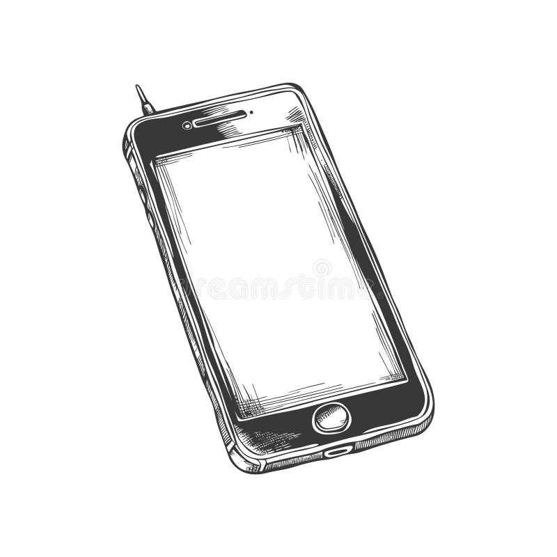 Hand-drawn Smartphone Illustration: Blank Screen, Sketch Style Stock ...