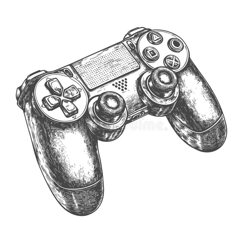 Hand-drawn Sketch of a Modern Game Controller, Detailed Illustration ...