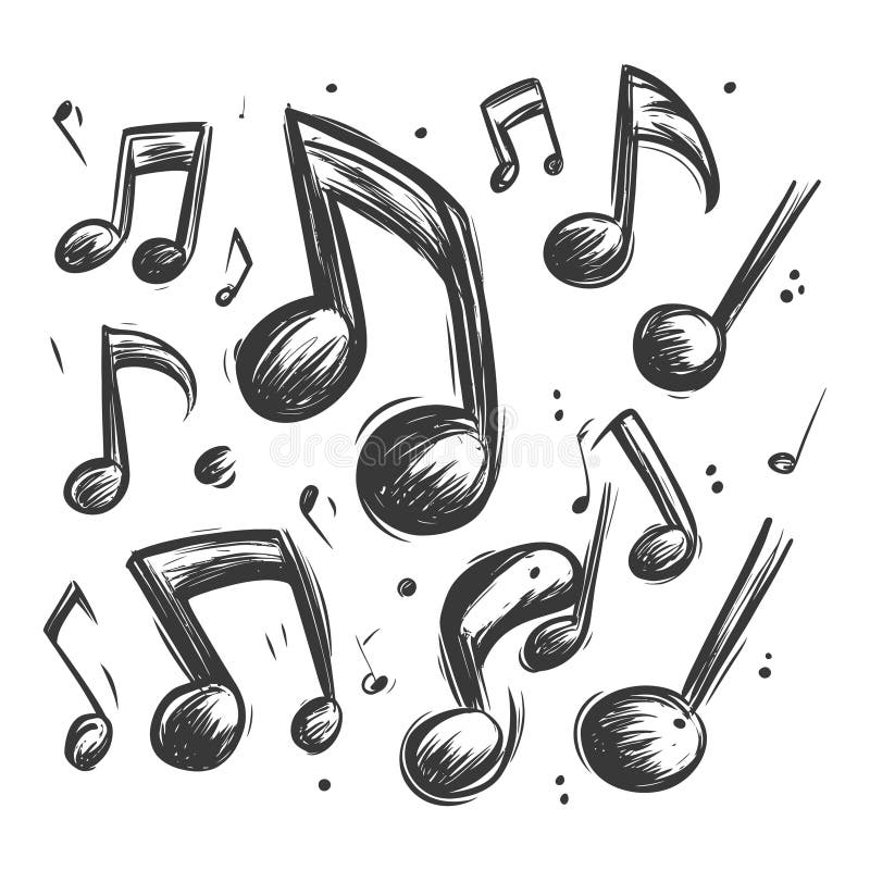 Hand-Drawn Musical Notes: Sketchy Melody Background Stock Vector ...