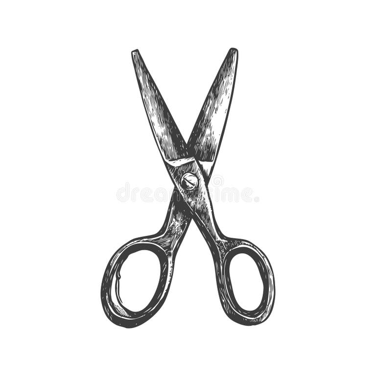 Vintage Hand-Drawn Scissors: a Detailed Illustration Stock Vector ...