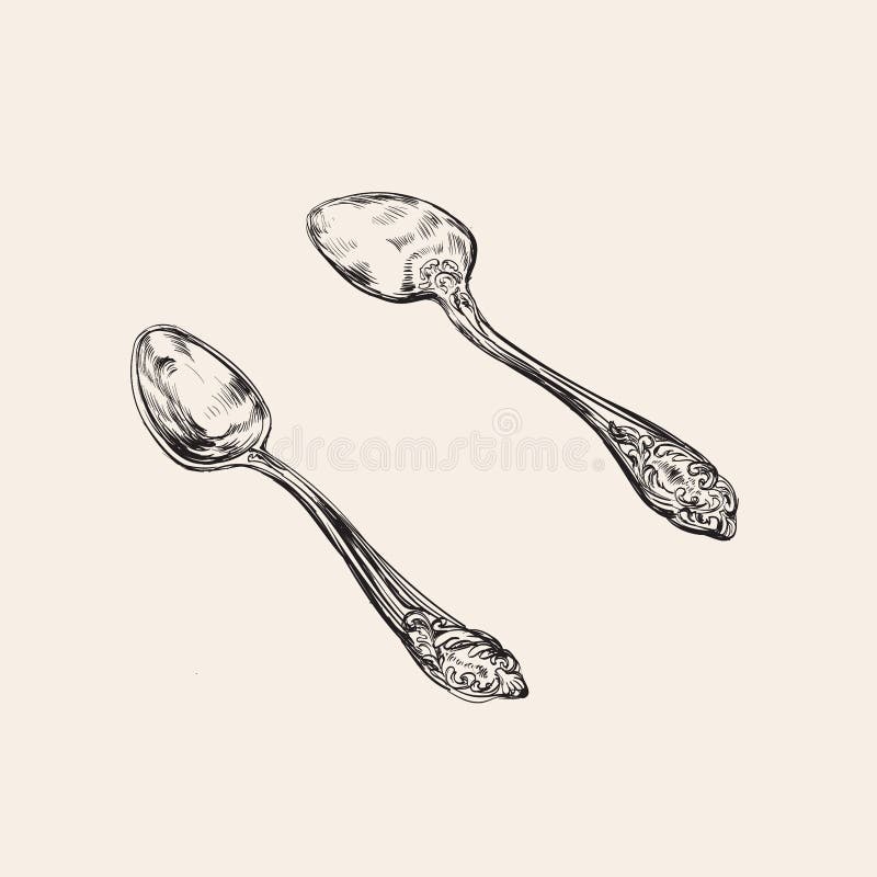 Spoons Drawing Stock Illustrations – 861 Spoons Drawing Stock ...