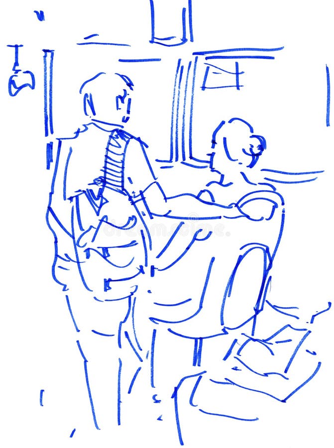 Hand Drawn Sketch of Passengers Stock Photo - Image of traffic ...