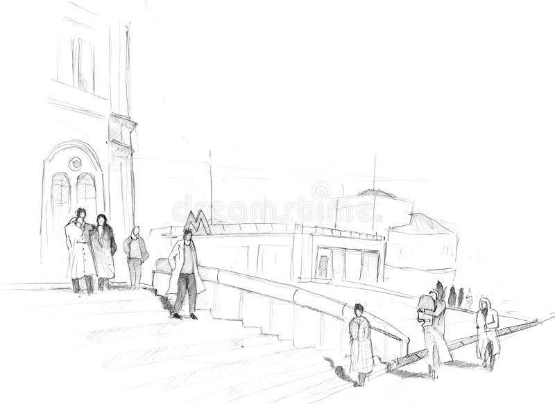 Hand Drawn Sketch of of Passers Stock Illustration - Illustration of ...