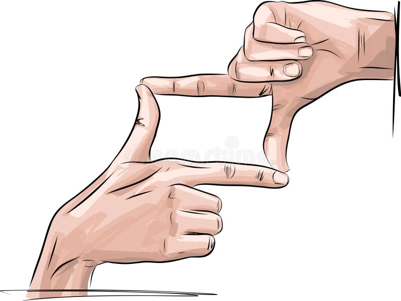 Hand Drawn Sketch of Realistic Womens Hands, Frame with Hands Stock ...