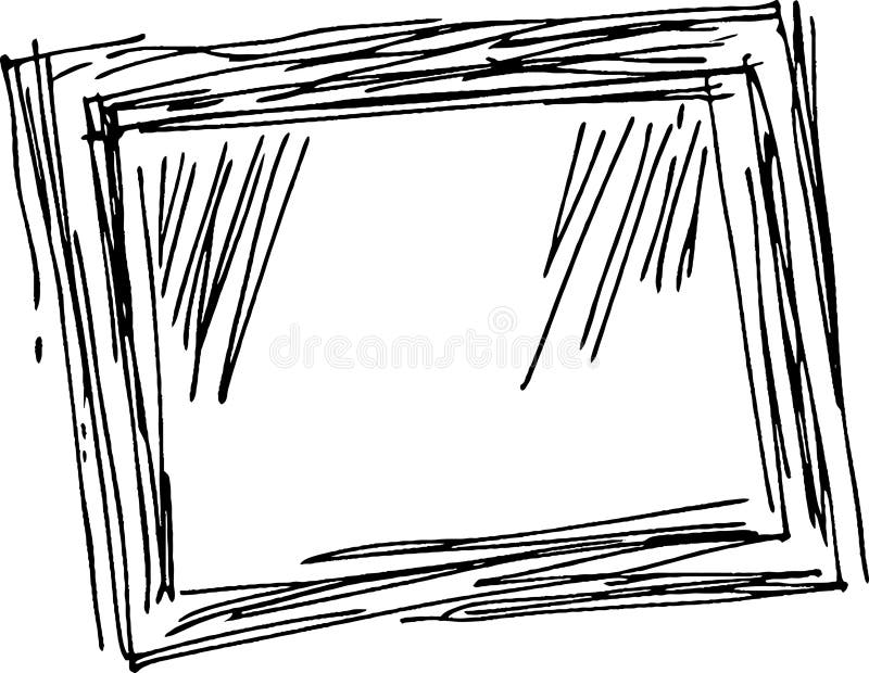 A Hand-drawn Sketch of a Rectangular Picture Frame with a Rough ...