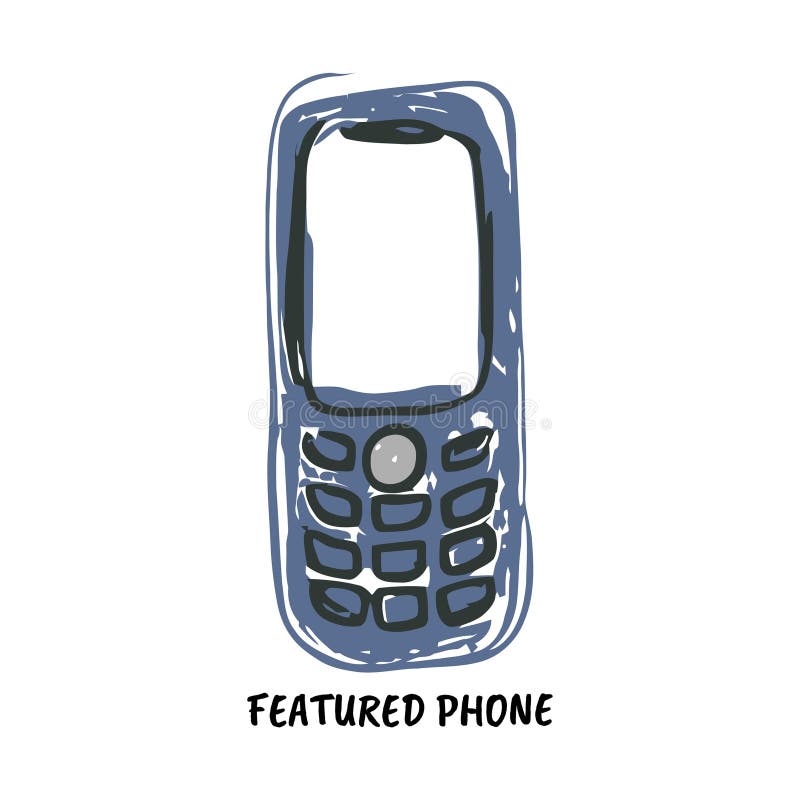 Hand Drawn of a Retro Mobile Phone Stock Vector - Illustration of ...