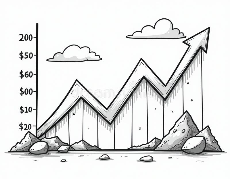 Hand-drawn Sketch of a Rising Graph Symbolizing Growth and Success ...