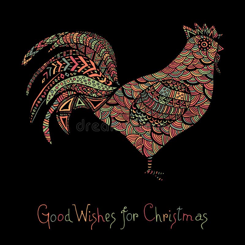 Hand Drawn Sketch in the Shape of a Rooster Stock Vector - Illustration ...