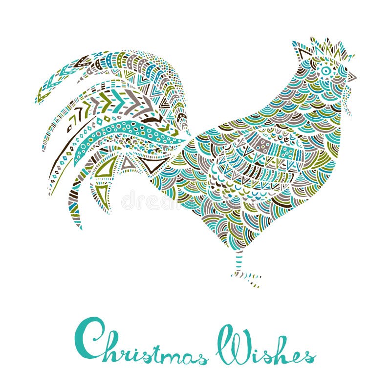 Hand Drawn Sketch in the Shape of a Rooster Stock Vector - Illustration ...