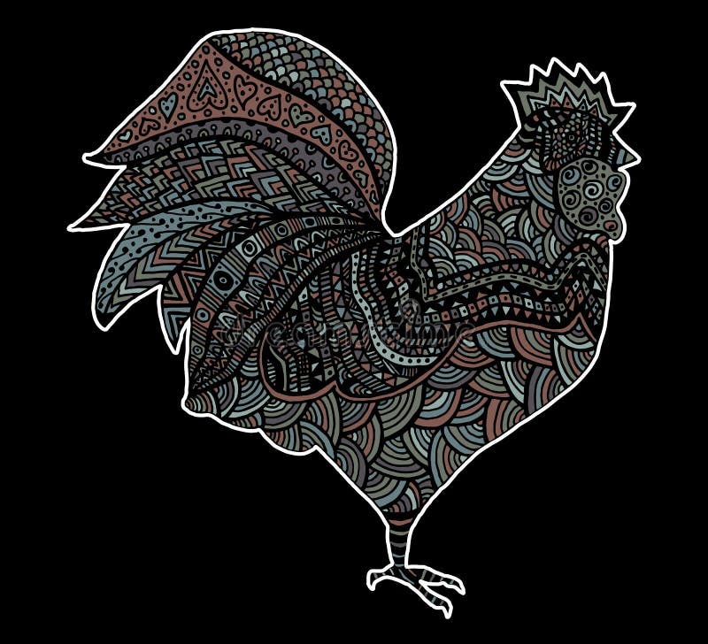Hand Drawn Sketch in the Shape of a Rooster Stock Vector - Illustration ...