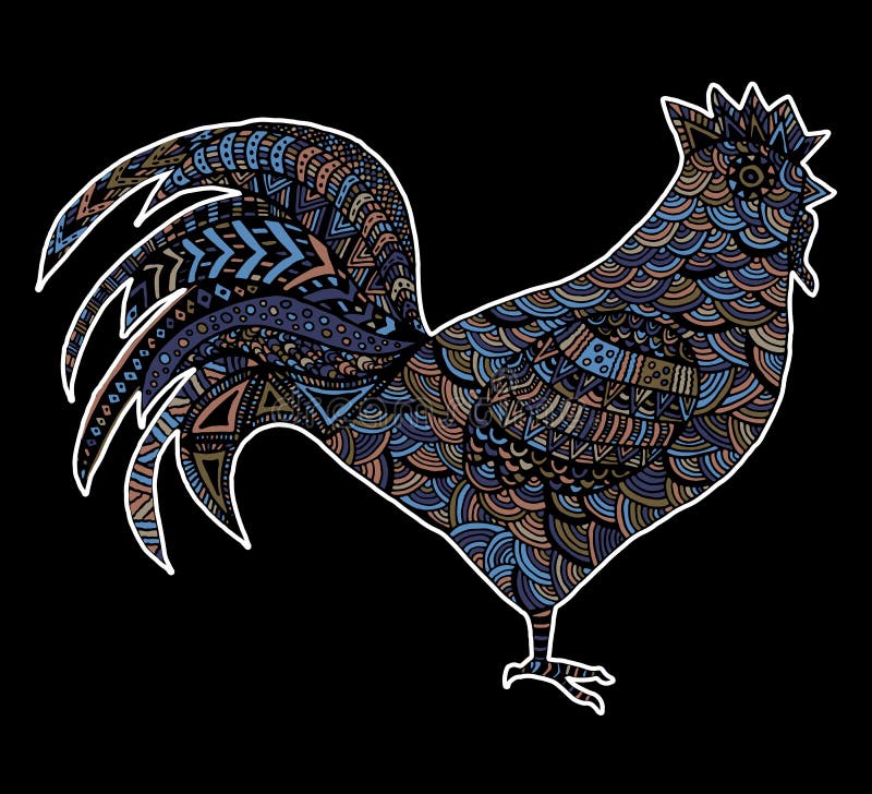 Hand Drawn Sketch in the Shape of a Rooster Stock Vector - Illustration ...