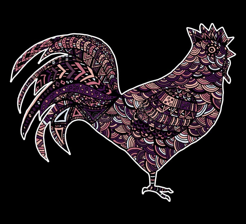 Hand Drawn Sketch in the Shape of a Rooster Stock Vector - Illustration ...