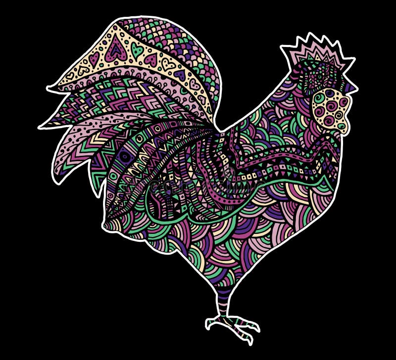 Hand Drawn Sketch in the Shape of a Rooster Stock Vector - Illustration ...