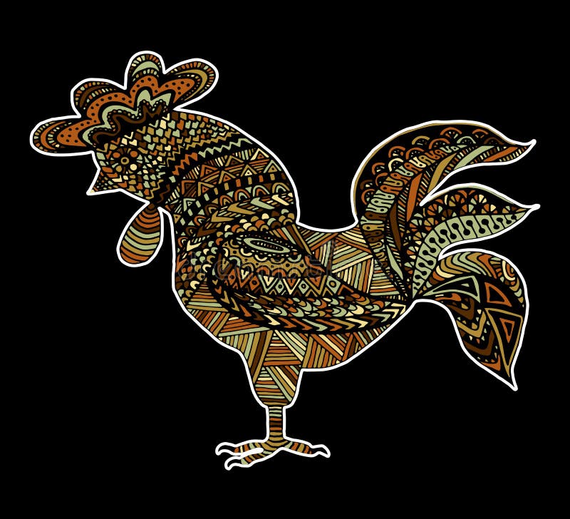 Hand Drawn Sketch in the Shape of a Rooster Stock Vector - Illustration ...