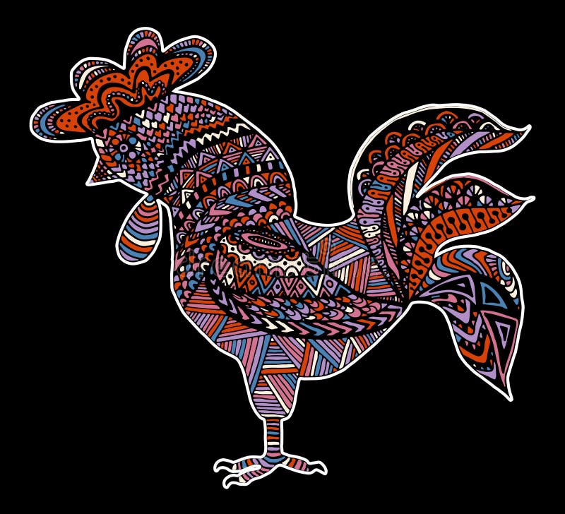 Hand Drawn Sketch in the Shape of a Rooster Stock Vector - Illustration ...