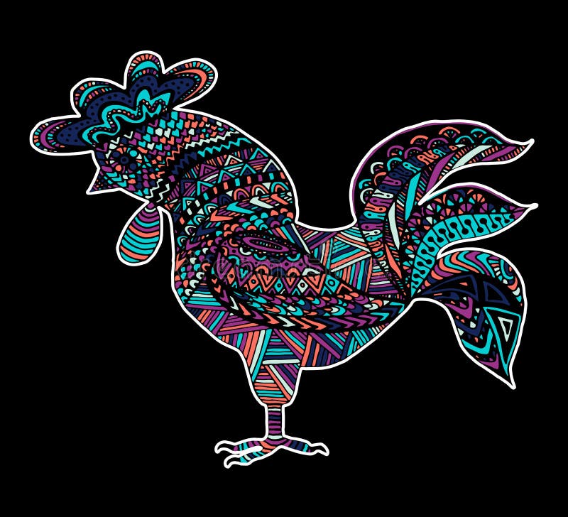 Hand Drawn Sketch in the Shape of a Rooster Stock Vector - Illustration ...